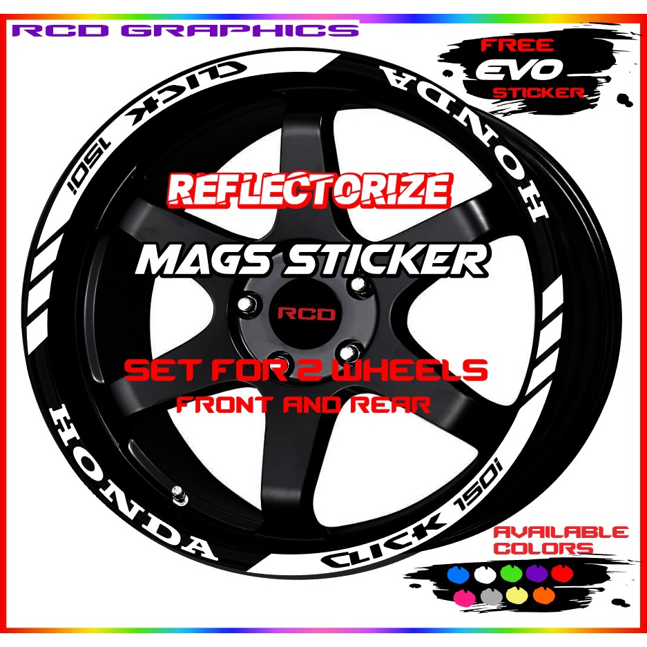 Honda Click 150 Reflectorize mags sticker fit all version set front and ...