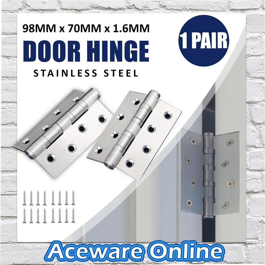 2PCS Stainless Steel 4” Door Hinge Rustproof Ensel Pintu Rumah for ...
