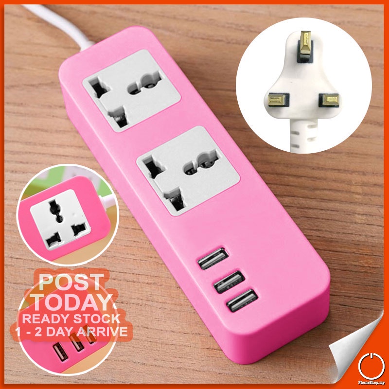 𝐔𝐍𝐈𝐕𝐄𝐑𝐒𝐀𝐋 𝐏𝐋𝐔𝐆 Extension Wire 3 USB Charging Port Dual Socket Fast ...