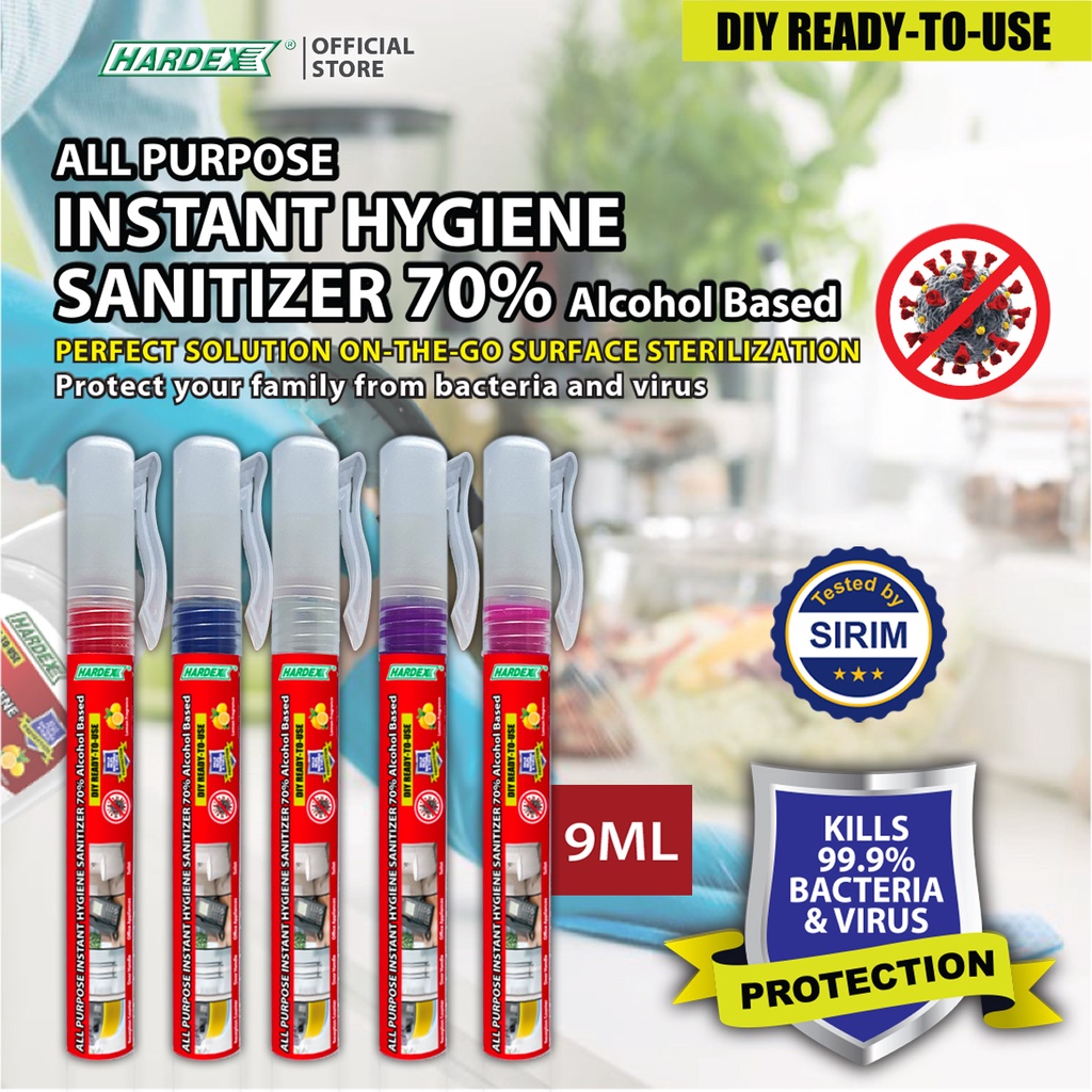 HARDEX All Purpose Instant Hygiene Sanitizer 70% Alcohol Based (9ml) HD ...