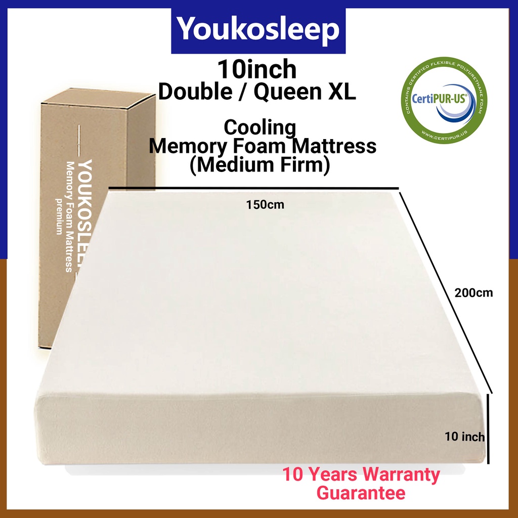 Youkosleep Original 10" Double/Full, Queen XL Memory Foam Mattress ...
