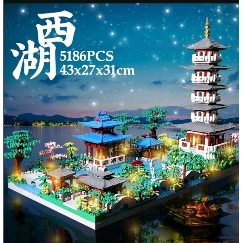 CHINESE ARCHITECTURE FAMOUS HANGZHOU WEST LAKE GARDEN MINI BLOCKS FREE ...