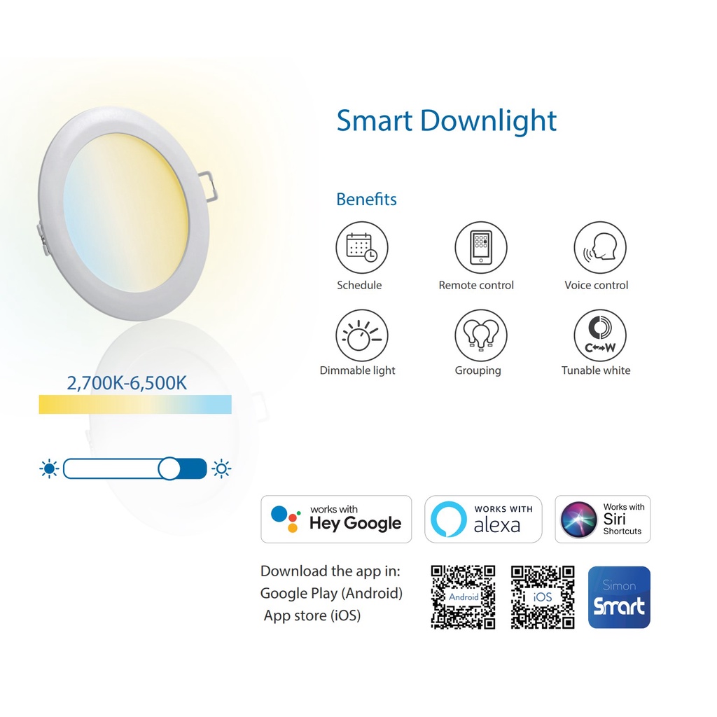 SIMON Valor Smart Lighting Tunable Dimmable & Normal Valor Recessed ...