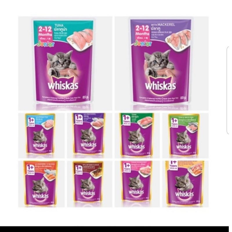 Whiskas Cat Pouch 80Gx24, One Box, Cat Wet Food, Kitten, Tuna, O.Fish ...