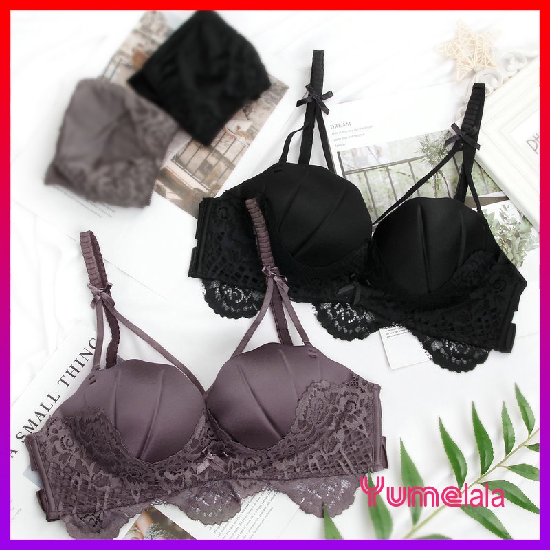 Horizontal cup clamshell push-up bra with 3cm padded lace | Shopee Malaysia