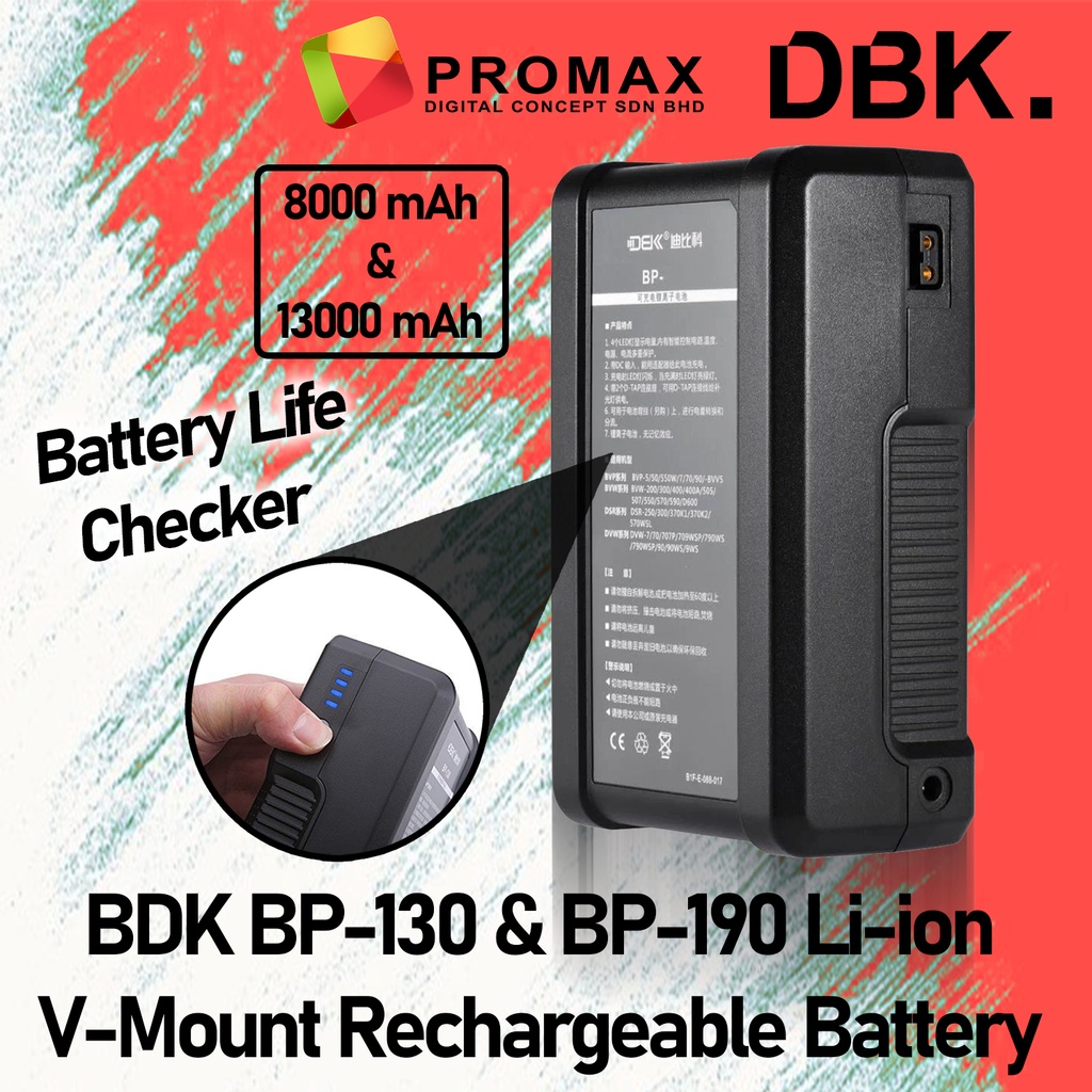 READY STOCK !! BP-130 DBK BP-190 V-Mount Battery 8000mAh -13000mAh V ...