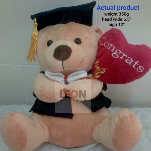 12" Graduation/Convocation Bear with Hold Love Shape Congrats Balloon ...