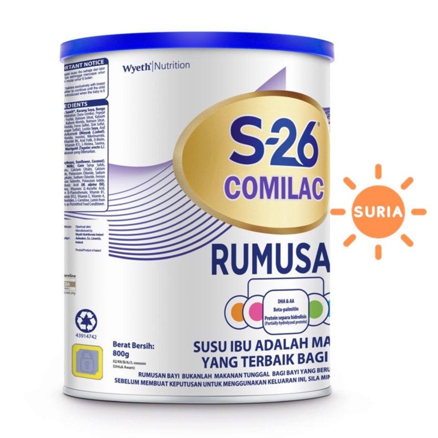WYETH S26 S-26 COMILAC 0-12 BULAN (800G) ***Exp 10/2025*** | Shopee ...