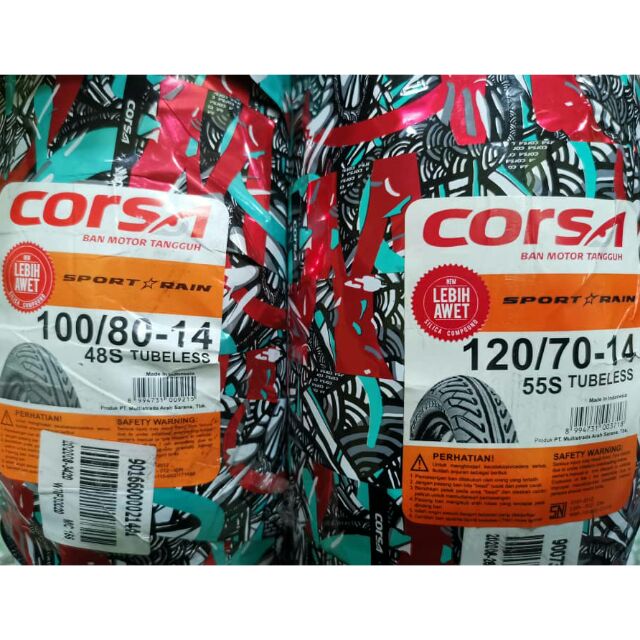 Corsa Sport Rain Yamaha NVX combo set ( 100/80-14 + 120/70-14 ) tayar ...