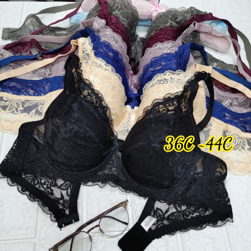 🇲🇾Ready stock 36C-44C Women Lace Sexy Bra With Wired C cup B016 ...