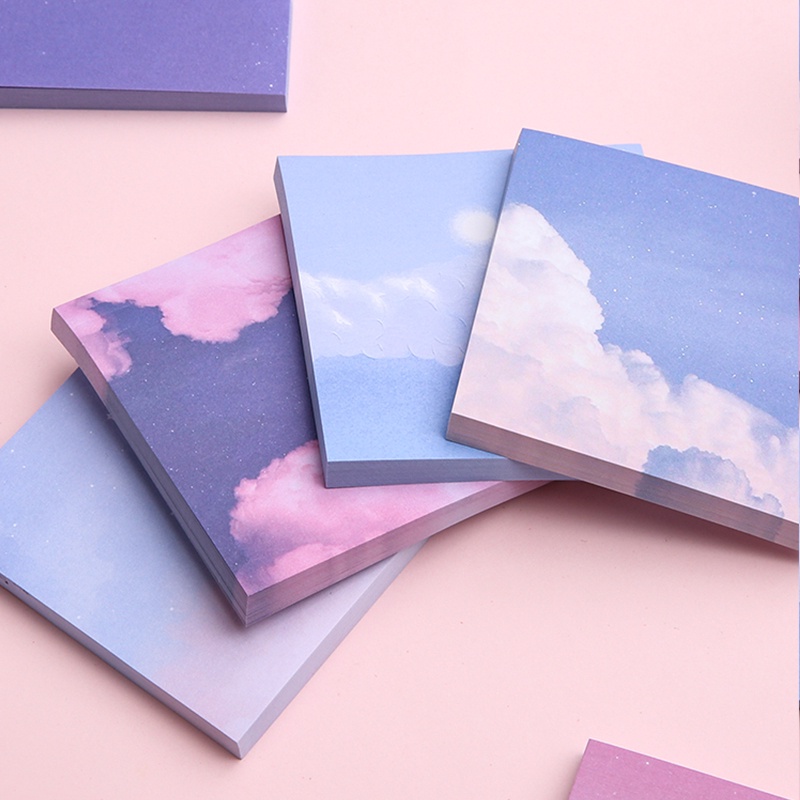 80 Sheets Japanese Sky Oil Painting Sticky Note Student Memo Notepad ...