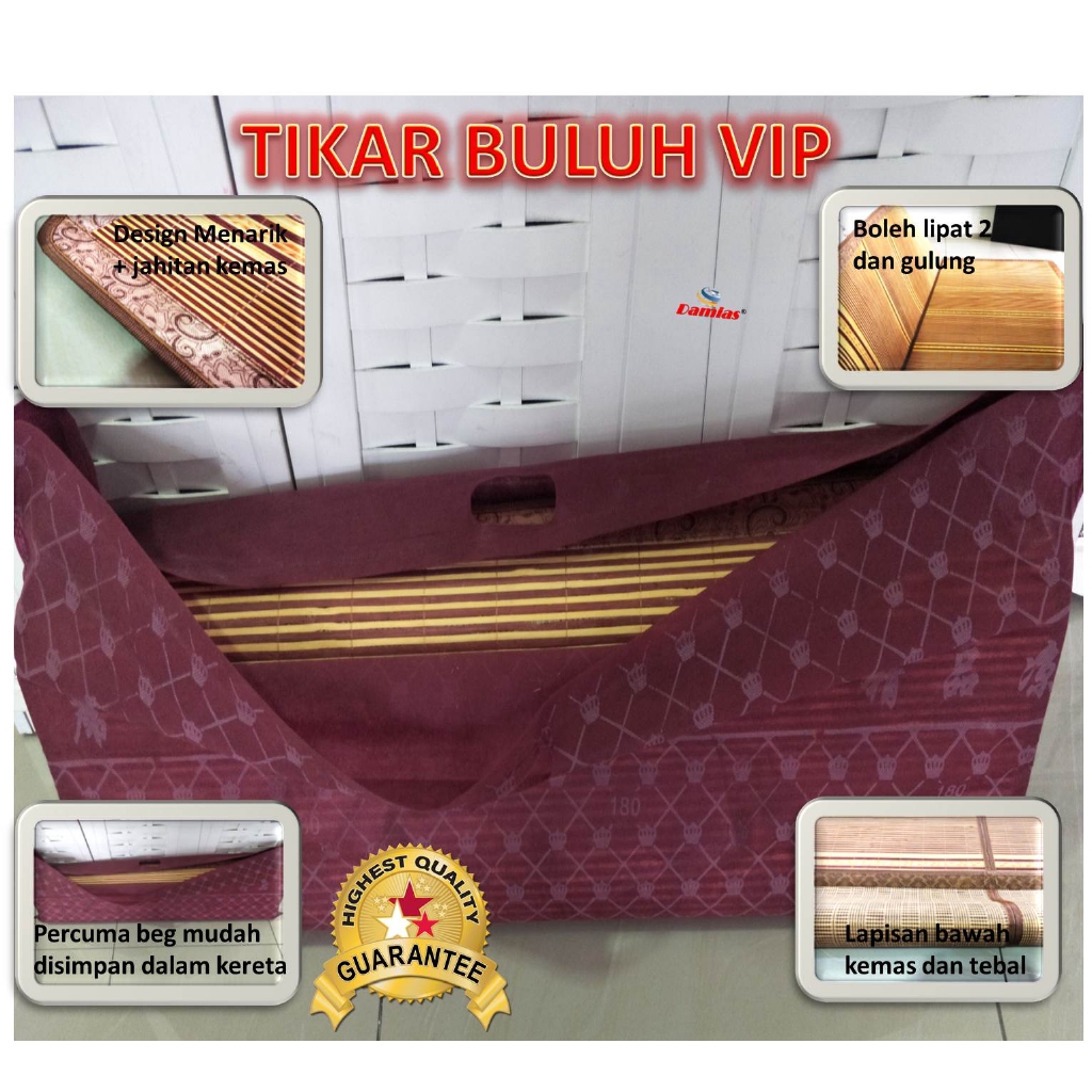 Tikar Buluh VIP1 XL bamboo mat ( 180cm x 180 cm) kualiti buluh terbaik ...