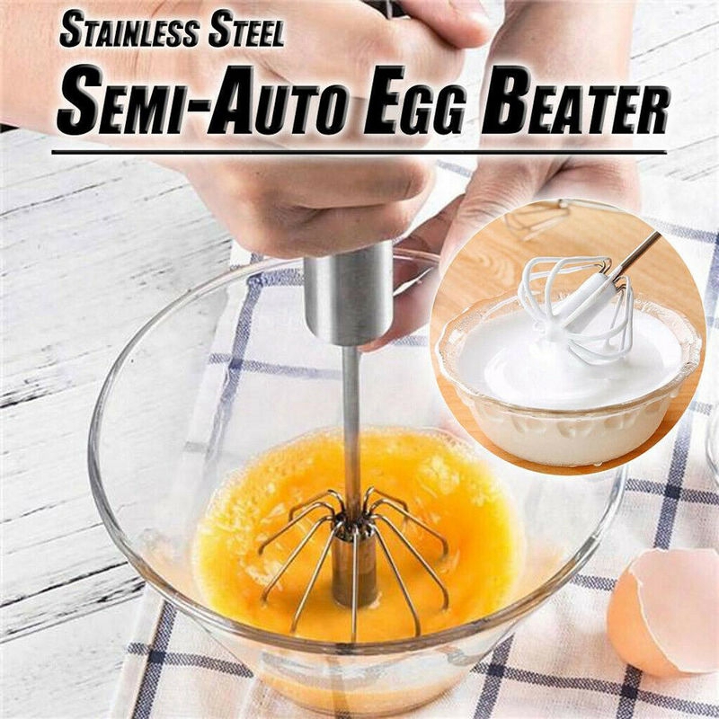 ♔P&M♚ Stainless Steel Rotating Hand Press Egg Whisk Whip Mixer Egg ...