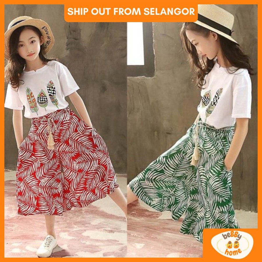 Baju Raya Set Budak Perempuan 3-13Y Kids Girl Clothes Set Pants Floral ...