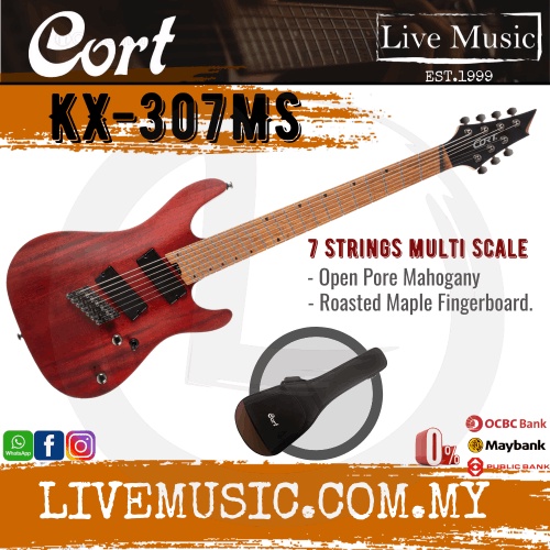 Cort KX307MS Electric Guitar with Bag - Open Pore Mahogany / Open Pore ...