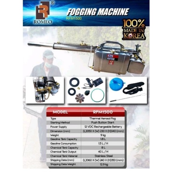 Made in Korea Super Fogger Machine / Mesin Fogging Nyamuk Romeo RFM1500 ...