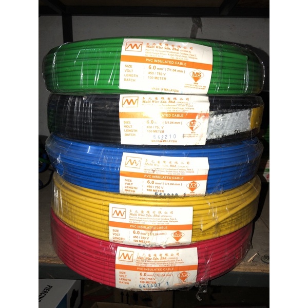 Loose Cut (1 Meter) - MULTI 6mm FULL COPPER Cable | Shopee Malaysia