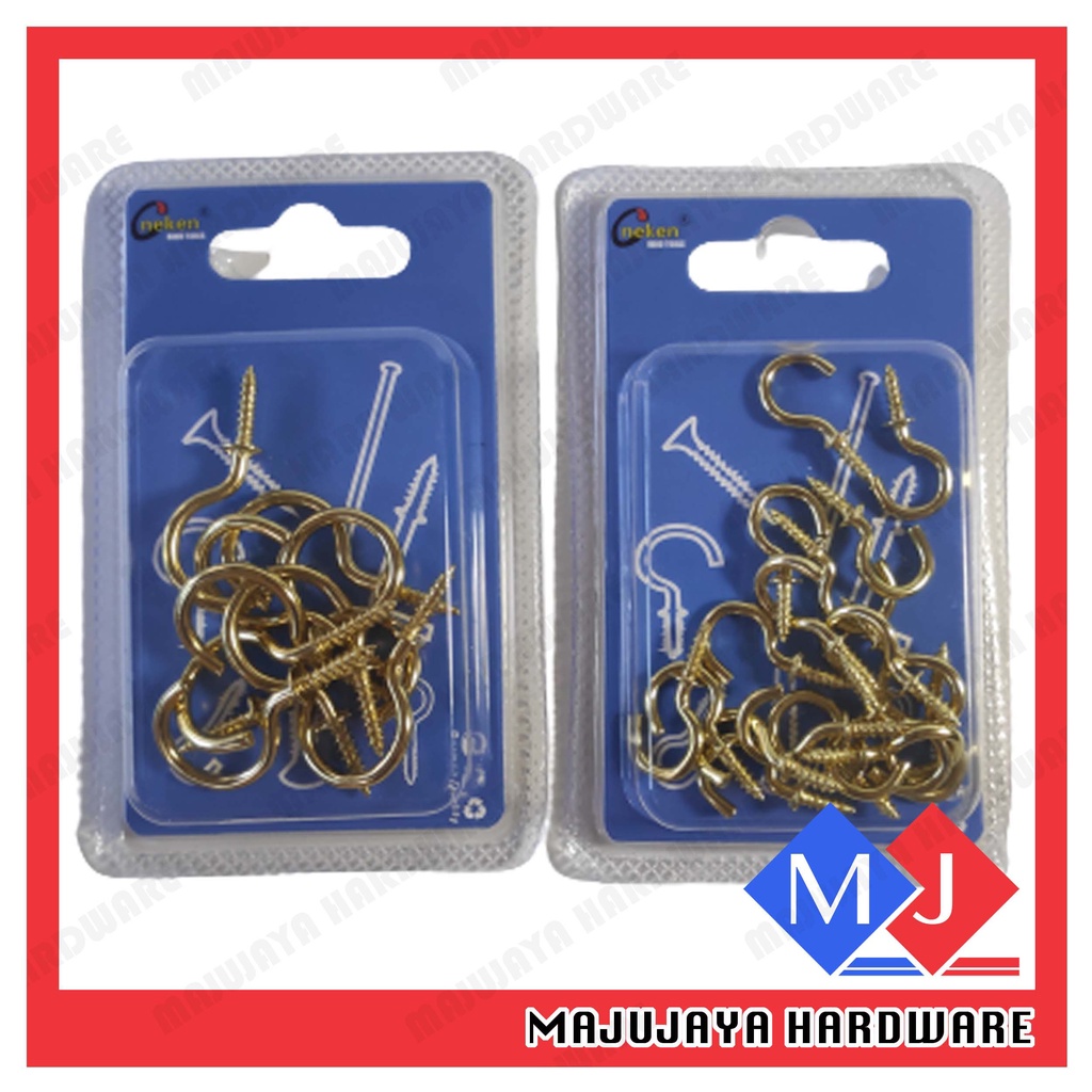 Brass Cup Hook 5/8" 1" Brass Screw Hook Brass Plated Cup Hook 金水问号挂钩 ...