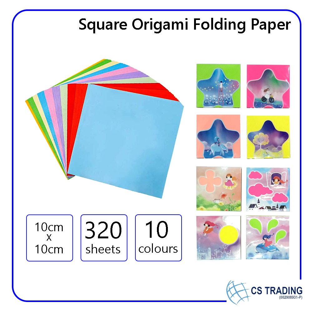 4 Packs x Square Origami Colour Paper 100 x 100mm (320 sheets) / Kertas ...
