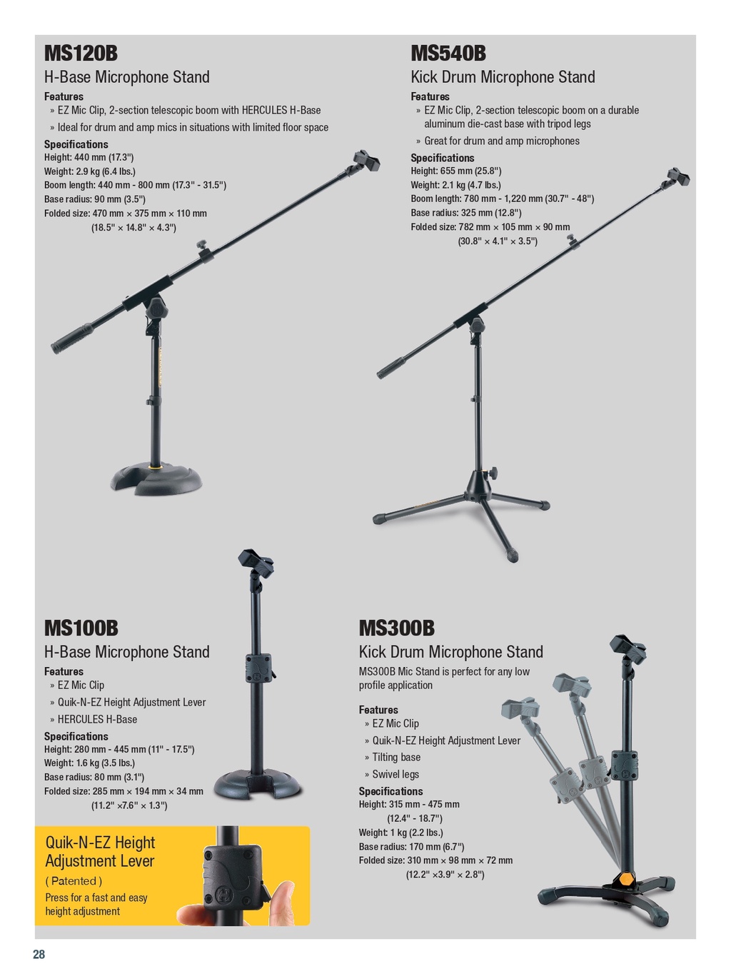 Hercules MS533B Tripod Base Hideaway Boom Microphone Stand Mic Stand ...