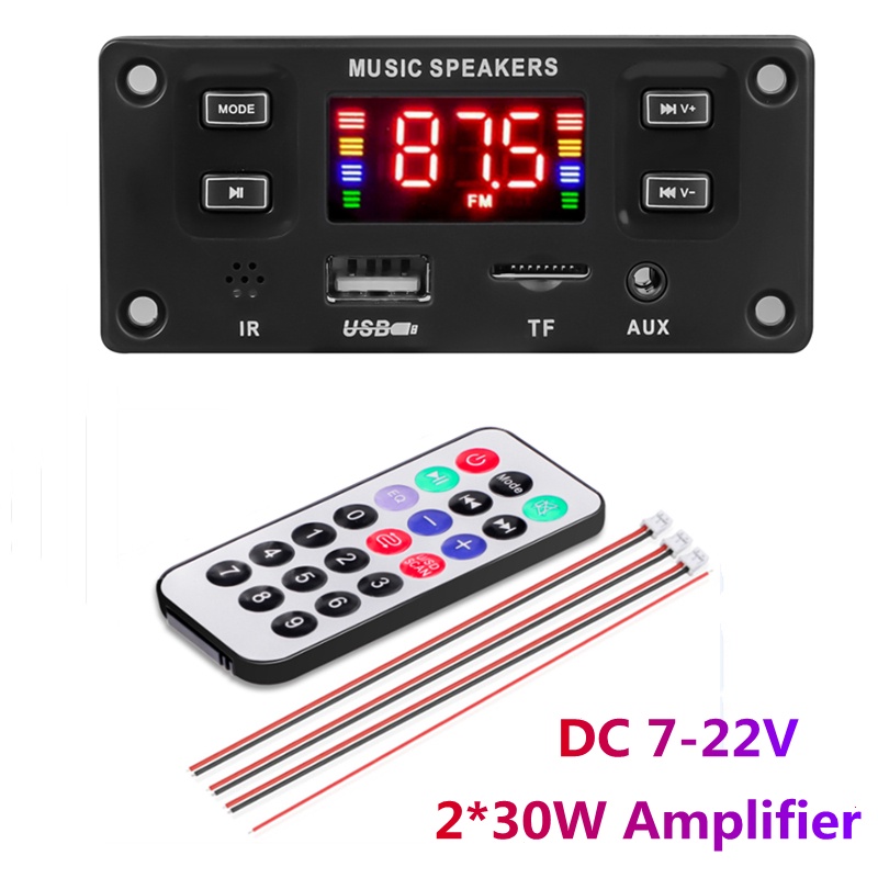 2*30W 60W amplifier Hands-free MP3 Player Decoder Board 7-22V Bluetooth ...