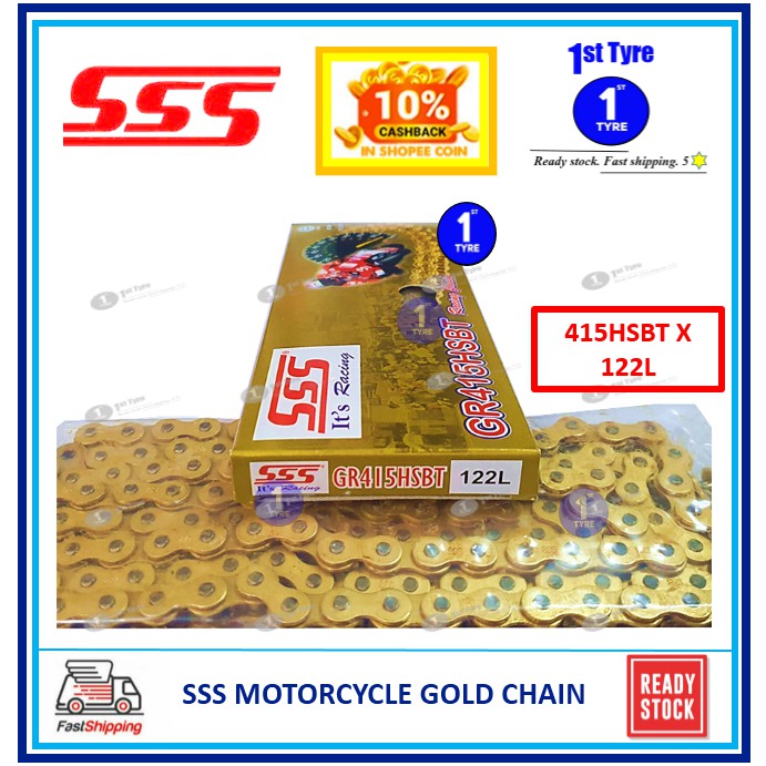 RANTAI SSS GR415 HSBT Double Gold RACING CHAIN GR415HSBT X122L GOLD ...