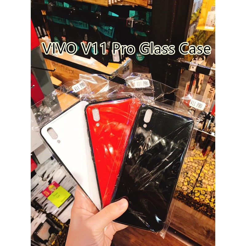 VIVO V11 Pro Protection Glass Case ( Black / White / Red ) | Shopee ...