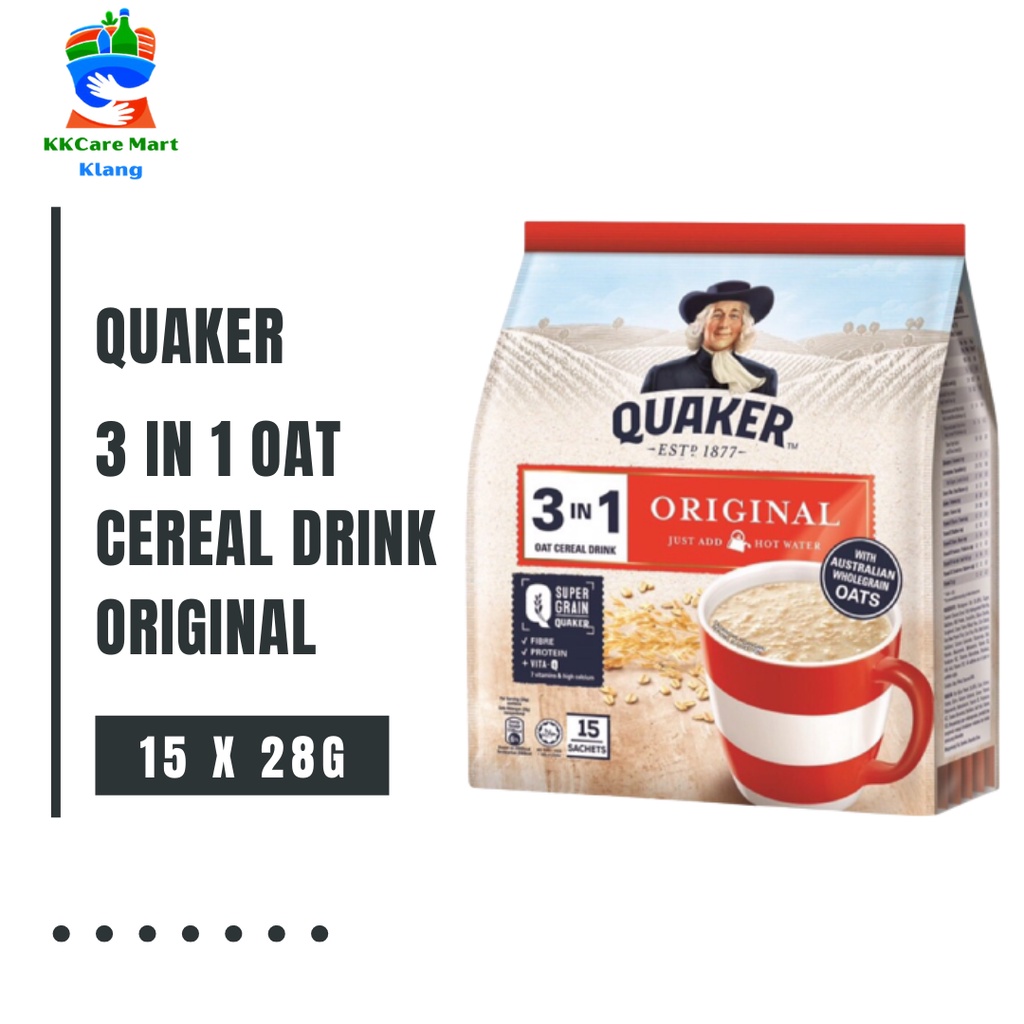 Quaker - 3 in 1 Oat Cereal Drink Original 15 Sachets x 28g (420g) | Shopee Malaysia