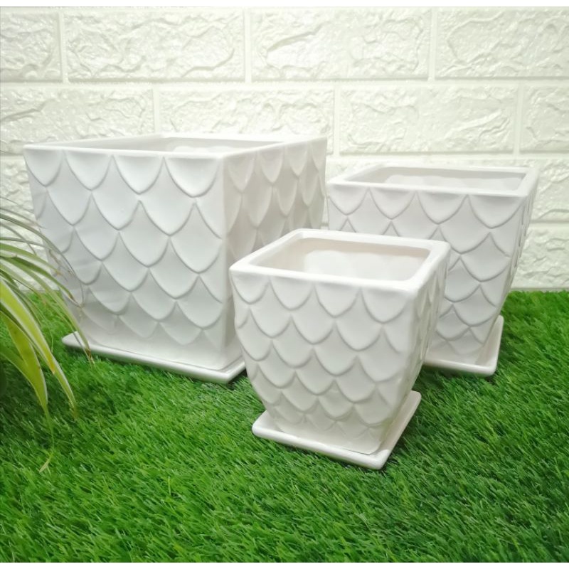 Ceramic Flower Pot / Square Flower Vase / Pasu Seramik / Pasu Bunga ...