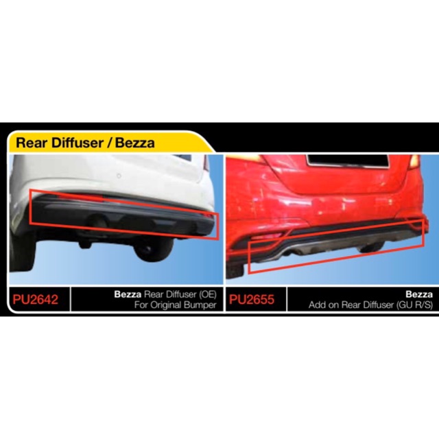 Perodua bezza rear bumper lower diffuser lip skirt gear up | Shopee ...