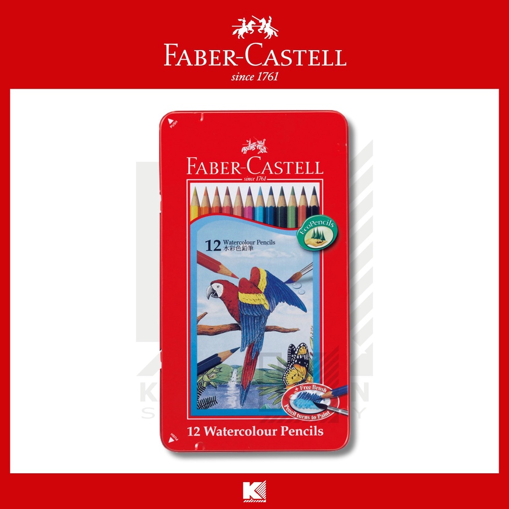 Water Soluble Wood Paint Faber-Castell (Parrot) 12 Color Iron Box ...