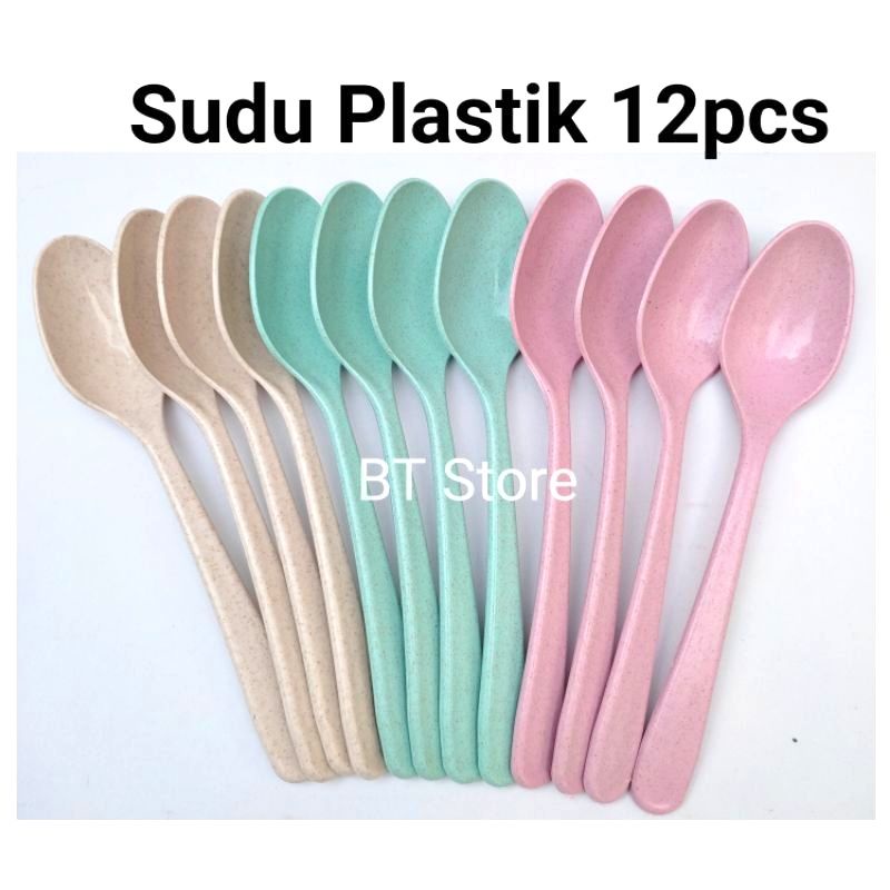 [Ready Stock]12pcs set Sudu/Garfu Plastik Tebal Long Plastic Spoon Fork ...