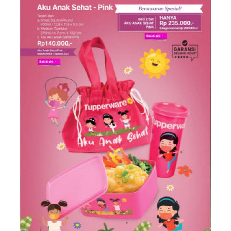 Tupperware Healthy Children Bring Lunch - Red/Green// Kids Lunch Set ...