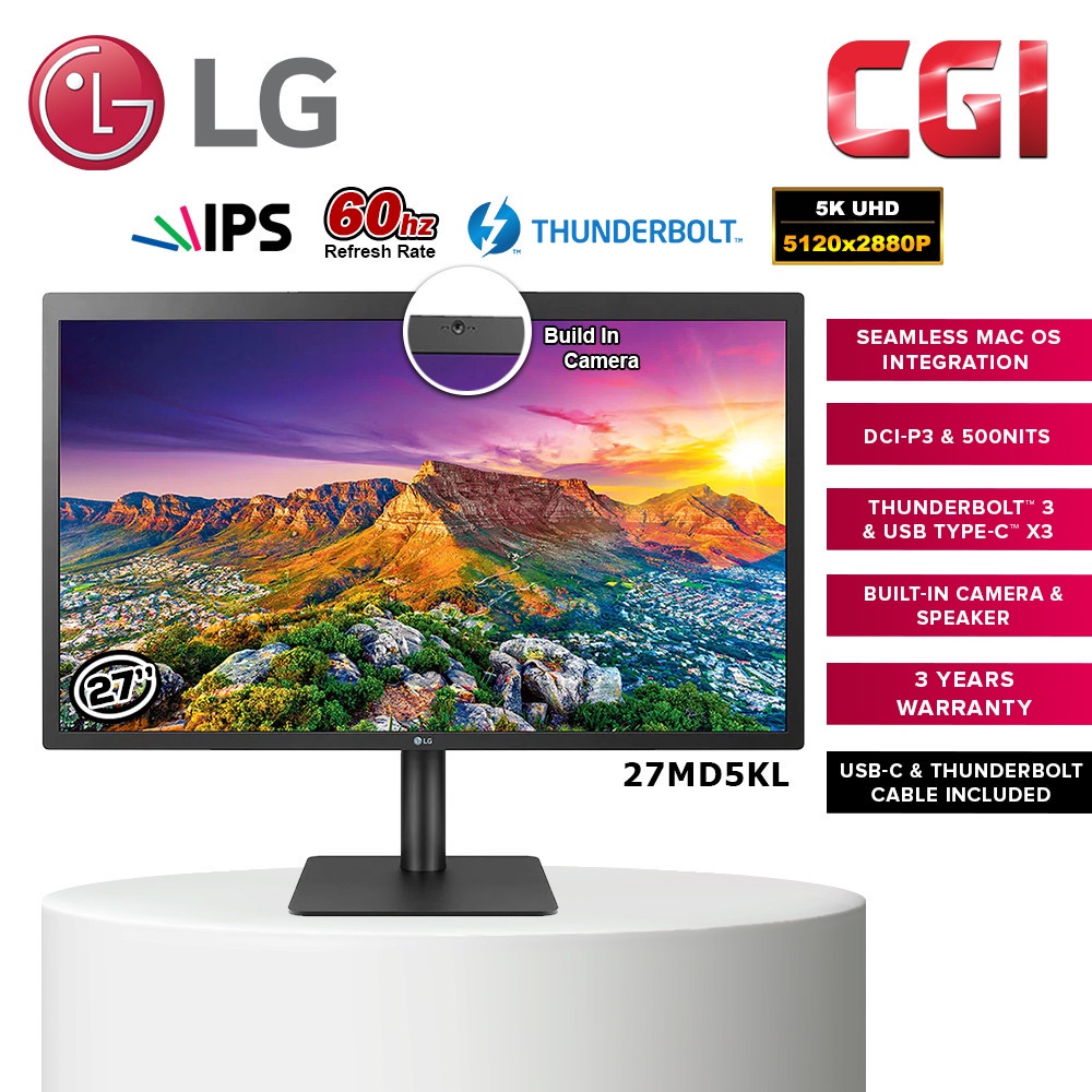 LG 27MD5KL 5K IPS 60Hz UltraFine Type-C Compatible Monitor (27 ...