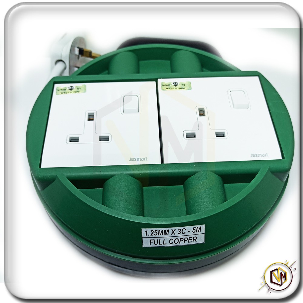 Round Extension Plug Bulat Wire Trailing Socket 2 Gang 5 Meter 1.25mm x ...