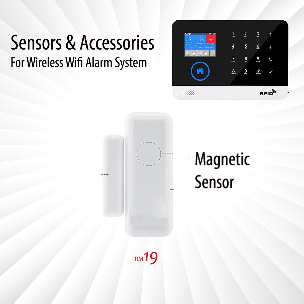 Wireless Magnetic Door / Window Sensor For Wireless Wifi Alarm System ...