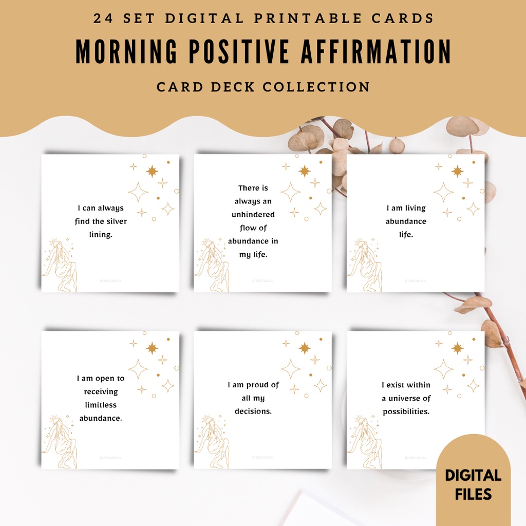 24 Sets Morning Positive Affirmations Card Deck Printables | Shopee ...