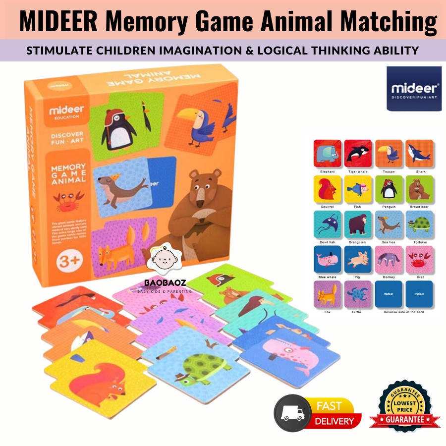 ( READY STOCK) ORIGINAL MIDEER Memory Game Animal Matching Card ...