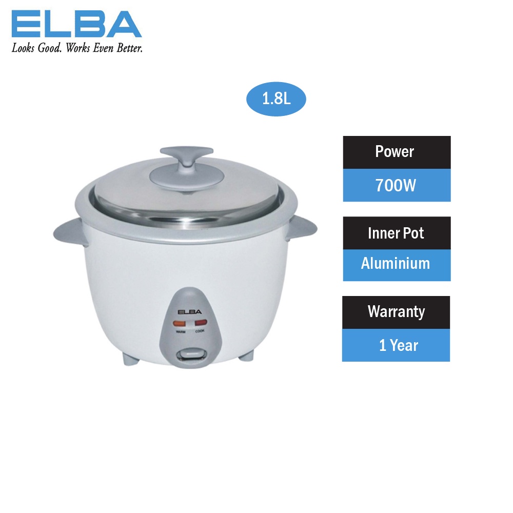 ELBA Rice Cooker 1.8L ERC-1866T(SV) | Shopee Malaysia