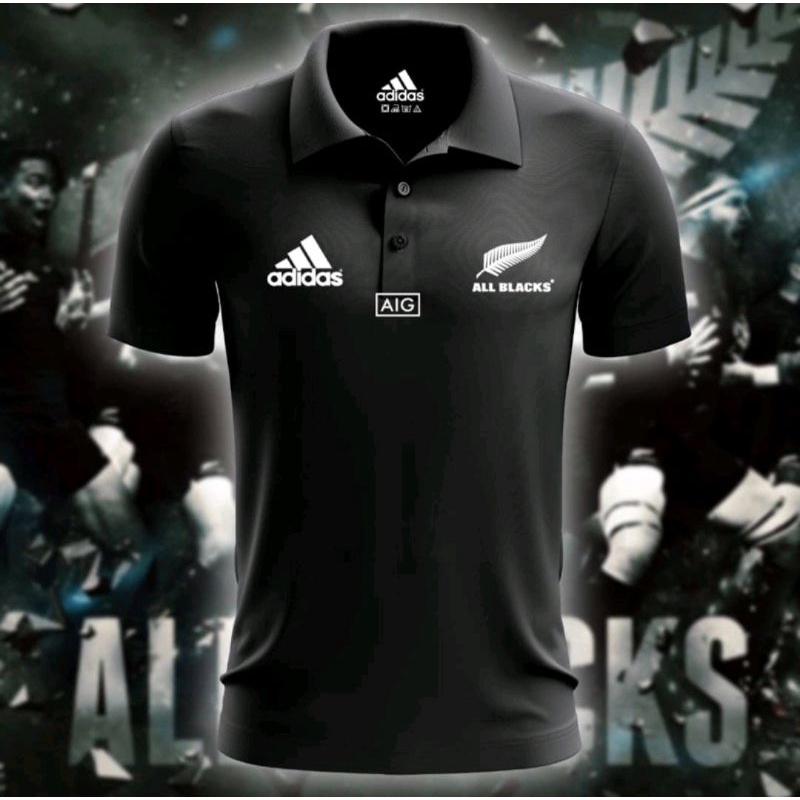 All Black Travel Jersey DX1 | Rugby Polo | Baju Berkolar | Rugby | Baju ...