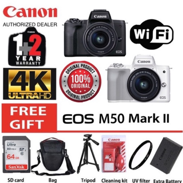 Canon Eos M50 Mark II mark 2 Kit 15-45mm original and new + EXTRA ...