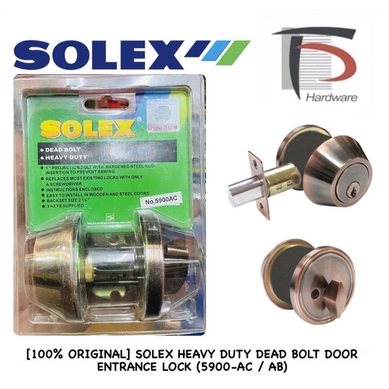 [100% ORIGINAL] SOLEX HEAVY DUTY DEAD BOLT DOOR ENTRANCE LOCK (5900-AC ...