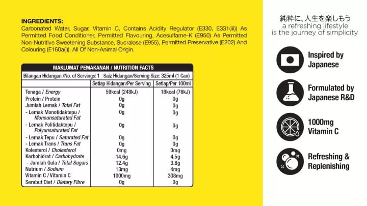 Vida C Vitamin 1000mg Vitamin C Sparkling Drink 325ml (Orange / Lemon ...
