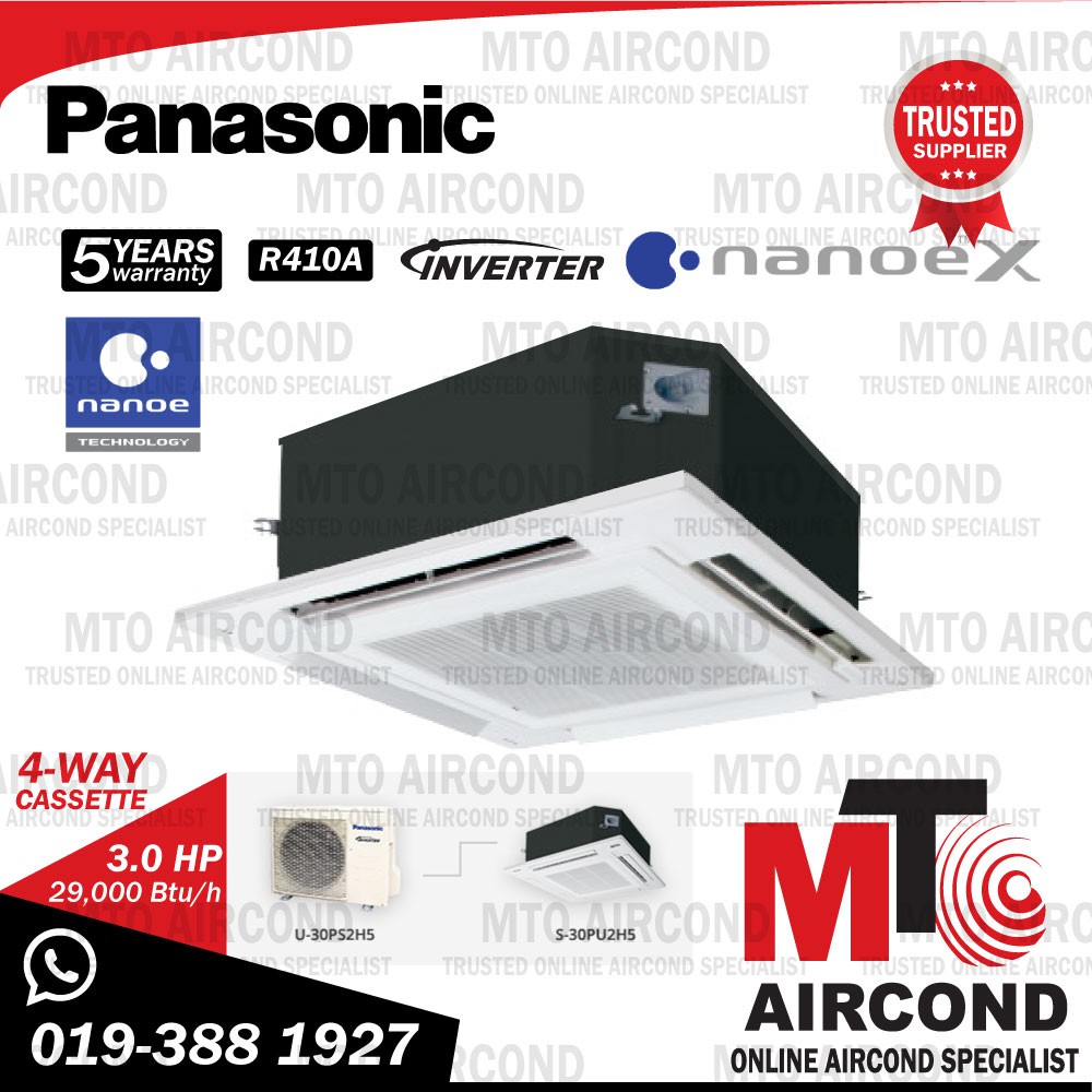 [ MTO ] PANASONIC 4-WAY CASSETTE 3HP R410A INVERTER ( NANOE-X ) CEILING ...