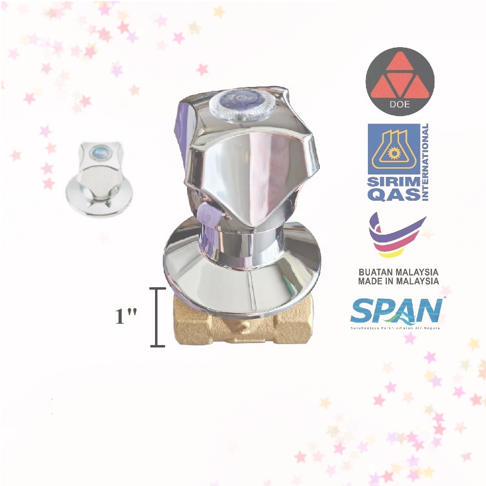 DOE Basic DE60B 1" Concealed Stopcock with Arrowline Handle / Pili ...