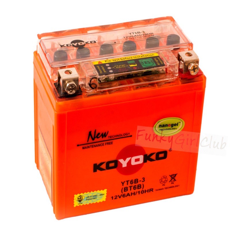 YT6B-3 KOYOKO GEL BATTERY PCX VARIO RS150 RS150R ADV150 PCX150 CBR 150 ...