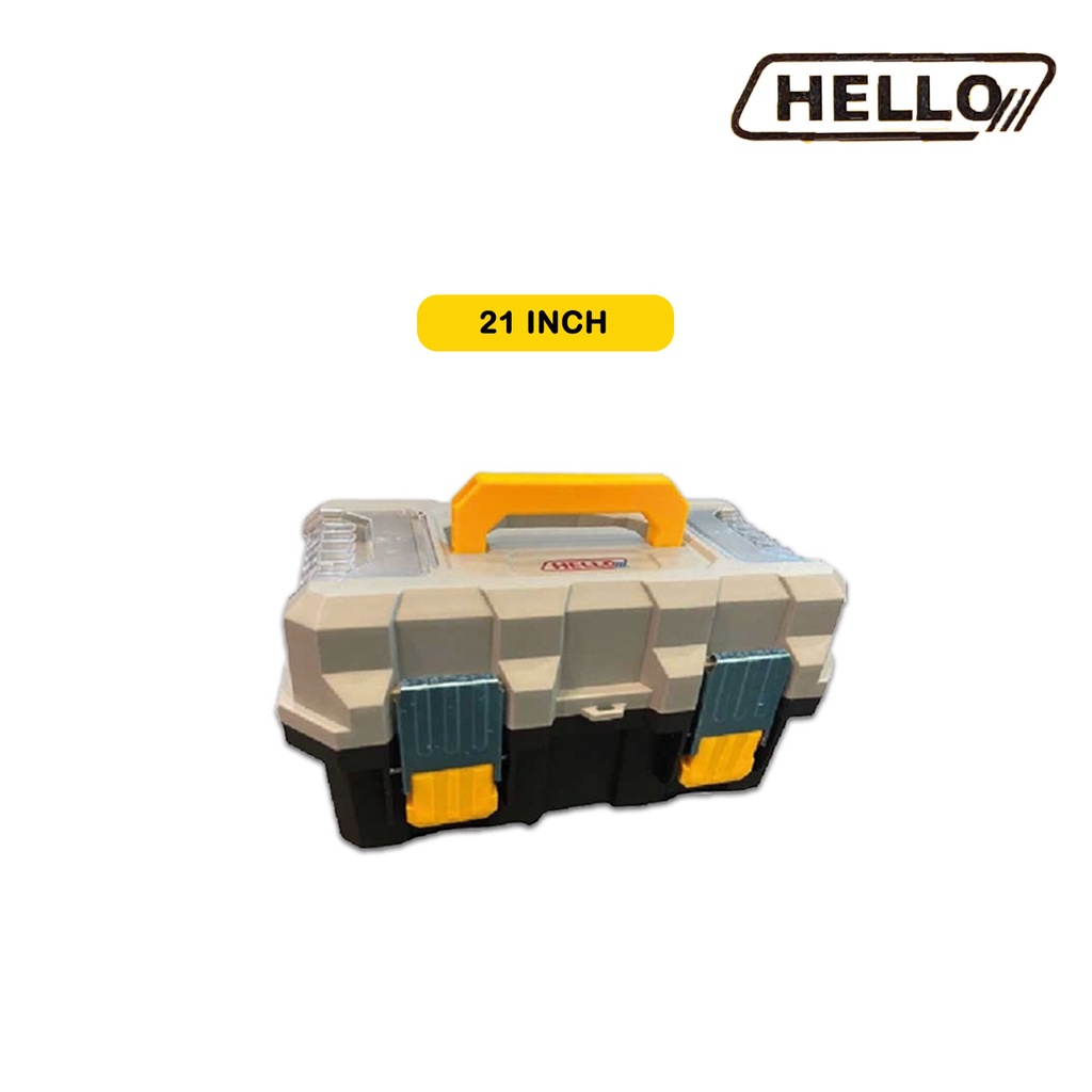 FRESH STOCK ! HELLO Super Durable Tool Box 19" 21" 2 Layer Tools Box ...