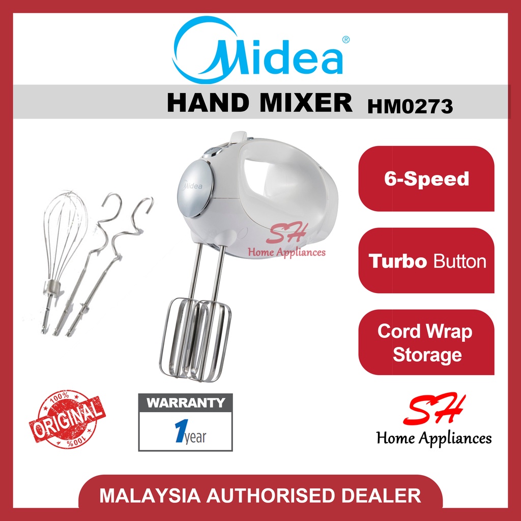 Midea 6 Speed Hand Mixer HM0273 with Turbo button | Shopee Malaysia