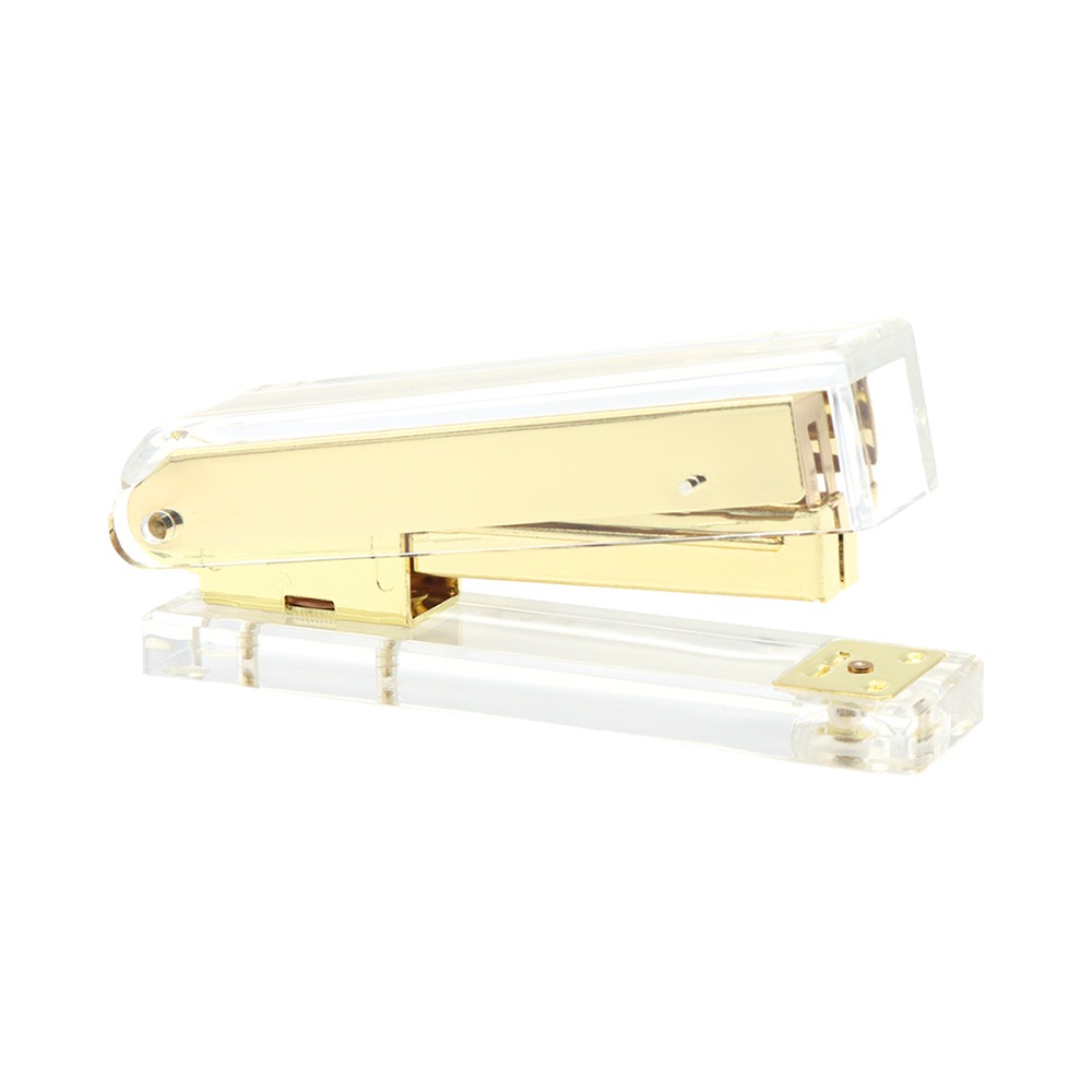 Clear Acrylic Bright Yellow Gold Stapler Luxury Office Desktop Manual ...