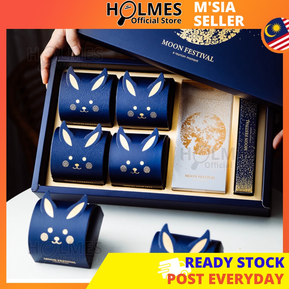 Ship from Perak 2023新款高级玉兔中秋月饼礼盒6粒装 Mooncake Drawer Box 6in1 Gift ...